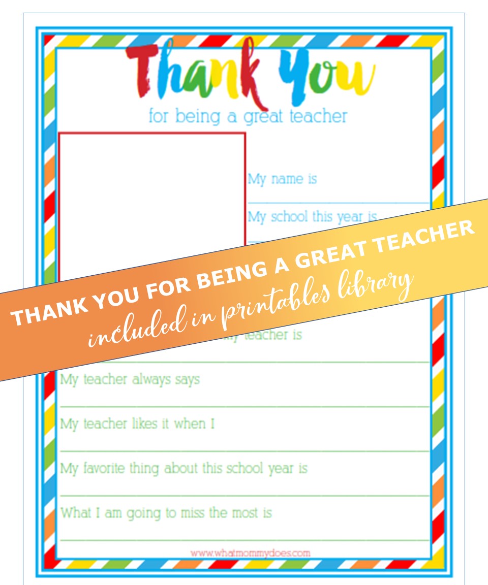 Thank You for Being a Great Teacher End of Year Gift - Student Survey
