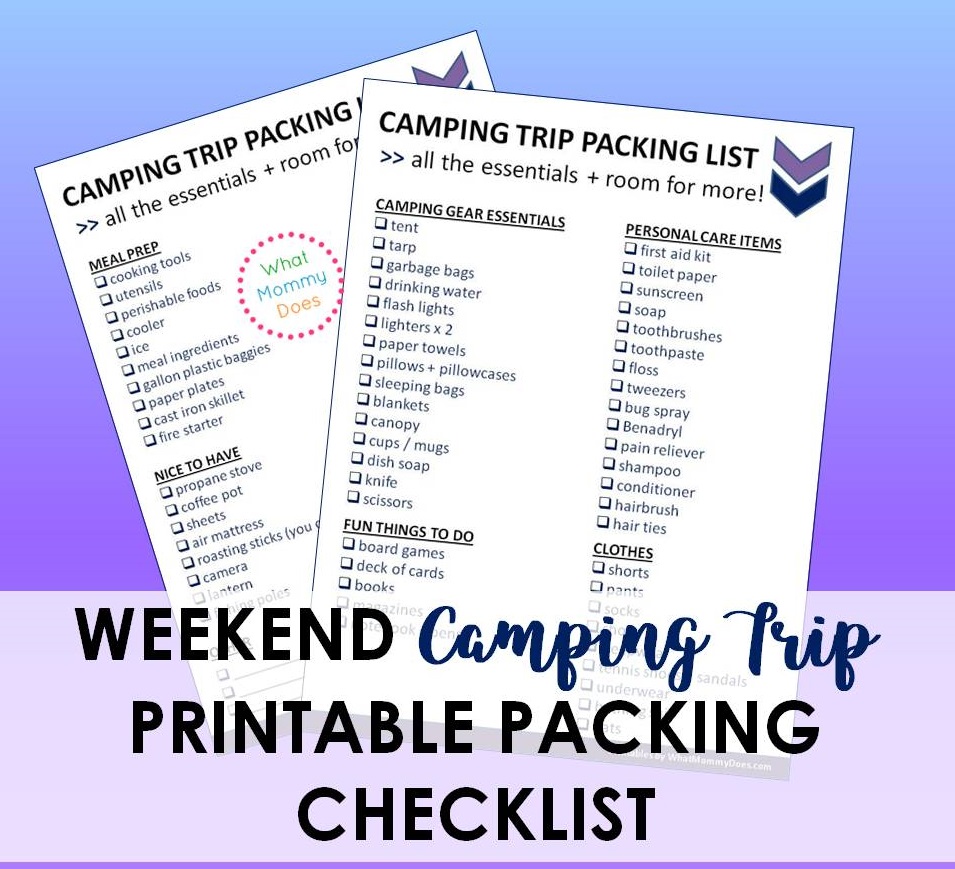 Printable Camping Trip Checklist Essentials To Pack For The Weekend Printable Camping Trip Checklist Essentials To Pack For The Weekend