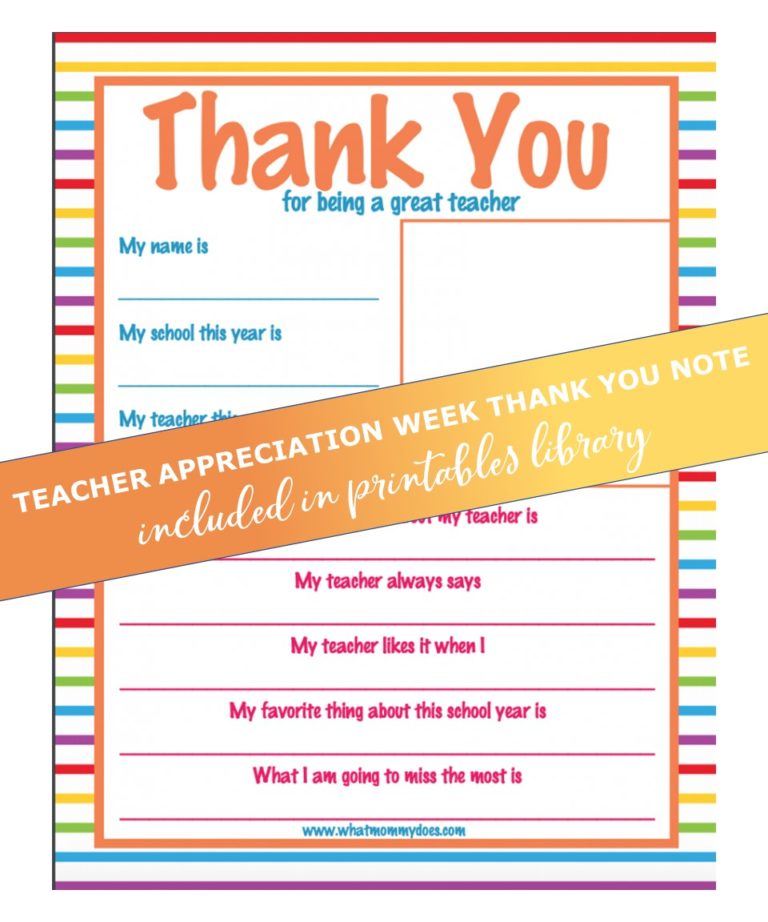 Teacher Appreciation Week Thank You Letter - Super Cute! - What Mommy Does