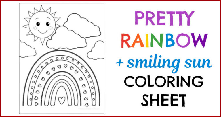 Pretty Rainbow Coloring Sheet with Smiling Sun Behind Clouds - What ...